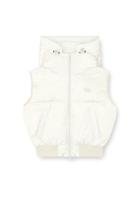 W Peyt Ssl New P1 Hooded Down Vest In Crinkled Nylon｜ホワイト｜ウィメンズ｜diesel