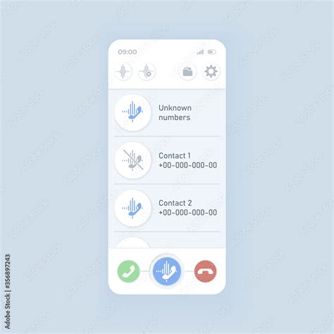 Call Menu Smartphone Interface Vector Template Mobile App Page White Theme Design Layout Call