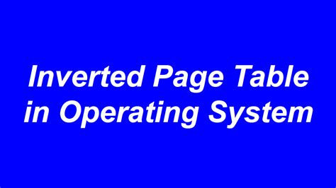 inverted page table in operating system