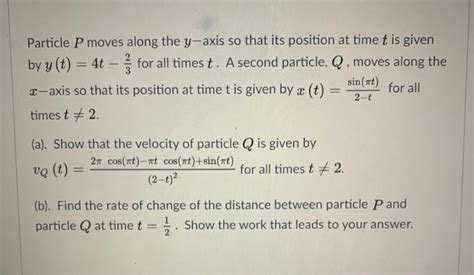 Solved Particle P Moves Along The Y Axis So That Its Chegg