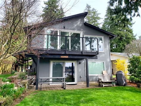 Black Solid Glass Railing Seatac Wa Glass Railing For Decks