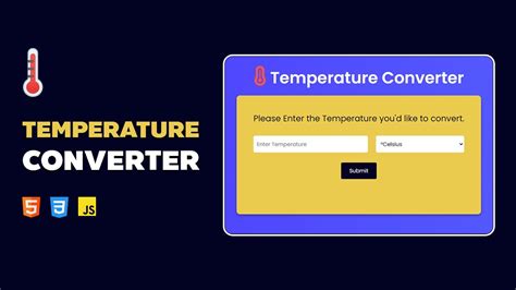 Build A Simple Temperature Converter With Html Css And Javascript Youtube