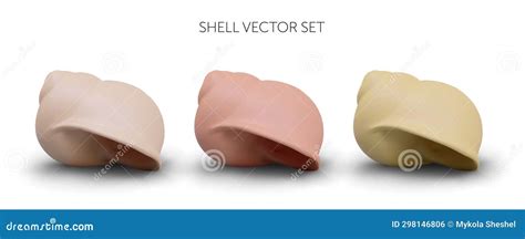 Set Of Wide Spiral Shells In Delicate Colors Protection Of Sea Mollusks Stock Illustration