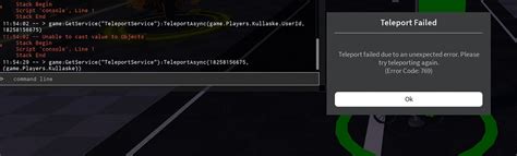 teleportservice error code 769 teleport failed due to an unexpected