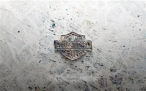 다운로드 Harley Davidson 스톤 로고 4k 돌 배경 할리 데이비슨 3d 로고 브랜드 창의적인 할리 데이비슨