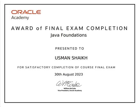 Usman Shaikh On Linkedin Oracleacademy Javafoundations Softwaredevelopment Techeducation