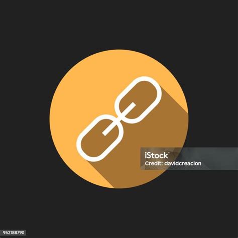 검은 배경에 원형 색 단추에 그림자와 함께 우아한 보편적인 백색 최소한 얇은 라인 링크 아이콘 고리 사슬에 대한 스톡 벡터 아트