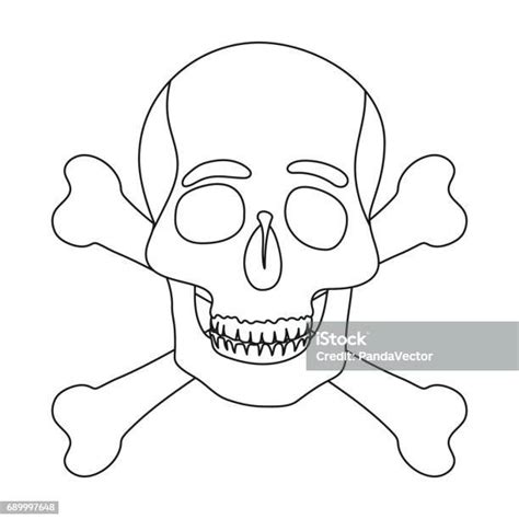 해 적 두개골과 흰색 배경에 고립 된 개요 스타일의 크로스 뼈 아이콘 해 적 기호 주식 벡터 일러스트입니다 공포 무서움에 대한 스톡 벡터 아트 및 기타 이미지 Istock