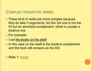 Syntactic Clasification Of Verbs PPT