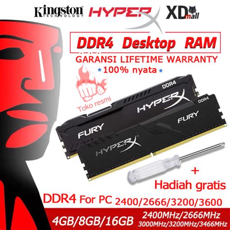 Kingston Hyperx Fury Ram Ddr4 4gb 8gb 16gb 2400mhz 2666mhz 3200mhz