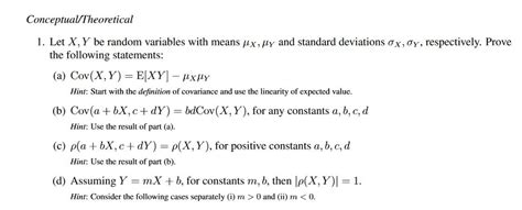 solved let x y be random variables with means and standard