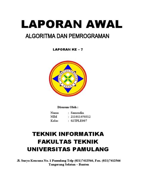 Laporan Praktikum Algoritma Dan Pemrograman Pdf