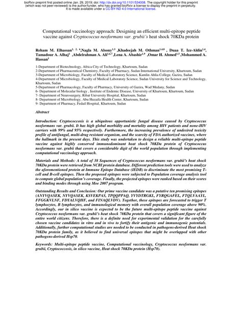 Pdf Computational Vaccinology Approach Designing An Efficient Multi Epitope Peptide Vaccine