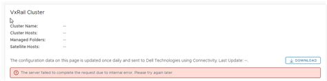 Vxrail Plugin Error The Server Has Encountered An Unexpected Internal Error Rvxrail