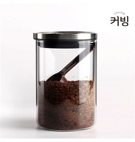 카페 원두밀폐용기 홀빈 커피 가루보관 통 유리 푸쉬락 글라스 밀폐용기 중 티몬