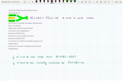 Solved Select All Correct Answers Select All That Apply B And C Are Independent And € Are