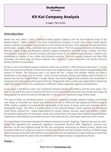 Kit Kat Company Analysis Free Essay Example