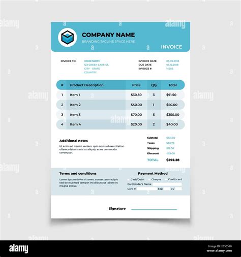 Invoice Template Bill Form Bookkeeping Vector Document Design Vector Accounting Service Price