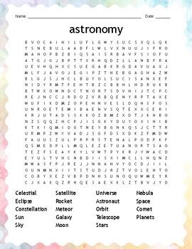 Stellar Search Astronomy Word Search Puzzle By Printnplay Pavilion