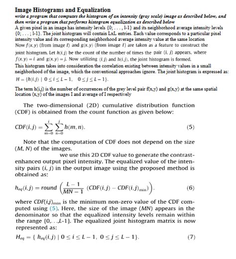 Image Histograms And Equalization Write A Program Chegg