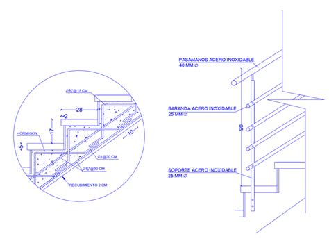 Staircase Cut Out Sections Detail 2d View Cad Construction Block Autocad File