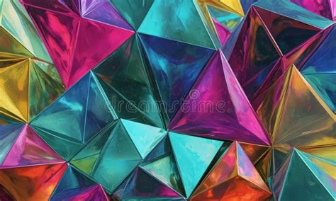 Vibrant Abstract Pattern Overlapping Triangular Shapes In Various Colors Including Pink Blue