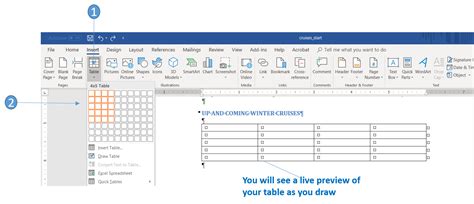 Insert Table Office Skills Training