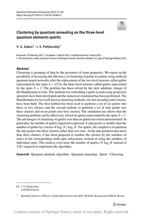 clustering by quantum annealing on the three level quantum elements qutrits