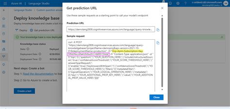 Nodejs How To Find The Endpointkey For Azure Custom Question Answering Stack Overflow