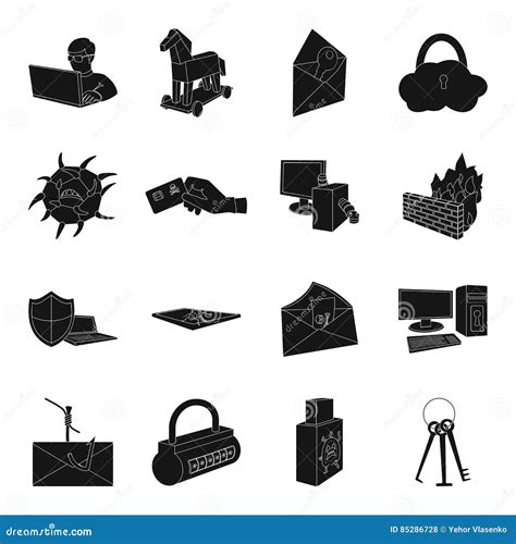 Hackers Icons Line Symbols Web Signs Vector Set Isolated