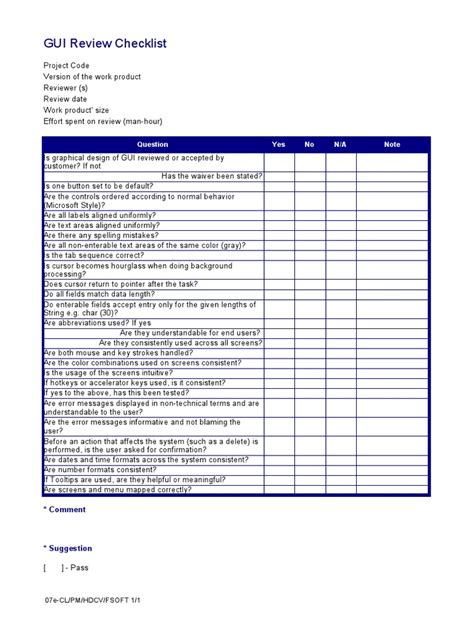 Checklist Gui Review Pdf