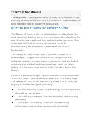 Theory Of Constraints The Key To Improved Profitability Course Hero