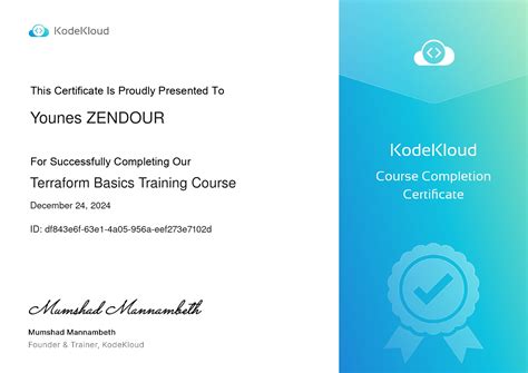 Terraform Basics Training Course Certificate Kodekloud