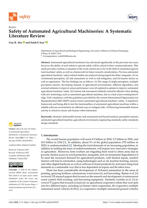 Pdf Safety Of Automated Agricultural Machineries A Systematic Literature Review