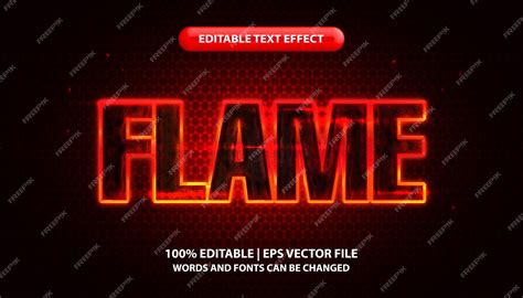 Premium Vector Flame Text Editable Text Effect Template Red Neon