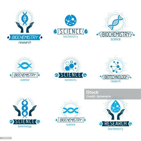 분자 및 인간 Dna의 벡터 모델 세트 생물 의학 공학 유전학 분자 유전학 및 생명 공학 개념에서 만든 기업 상징의 컬렉션 나선 모양에 대한 스톡 벡터 아트 및 기타 이미지