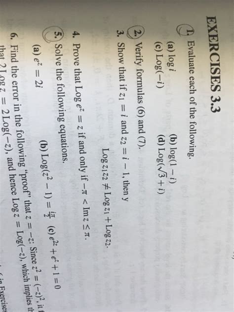 Solved EXERCISES Evaluate Each Of The Following A Log Chegg Com