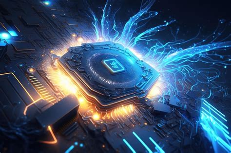 Premium Ai Image Processor On Circuit Board Cpu Chip With Magic Light