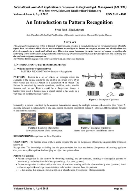 Pdf An Introduction To Pattern Recognition