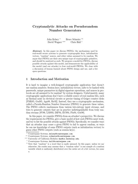 Pdf Cryptanalytic Attacks On Pseudorandom Number Generators Dokumentips
