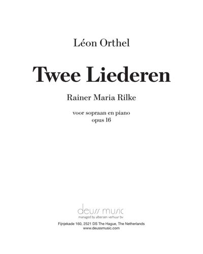 Twee Liederen Op 16 Sheet Music By Léon Orthel Nkoda Free 7 Days