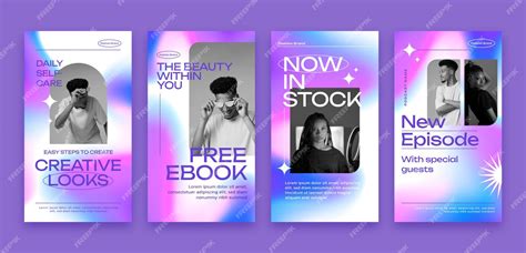 그라디언트 유행 인스 타 그램 이야기 무료 벡터