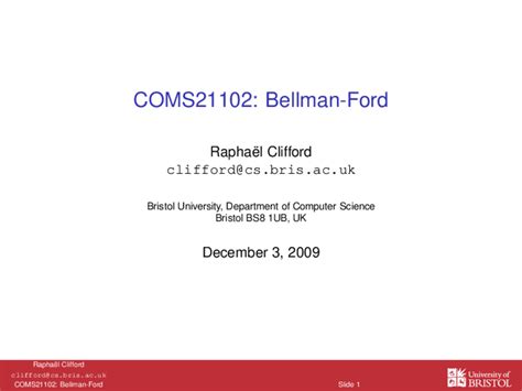 Bellman Ford Algorithm Lecture Slides Computer Science Slides