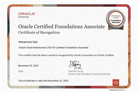Mohammed Gaiz On Linkedin Oracleai Certified Ai Artificialintelligence