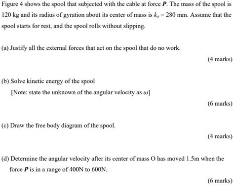 Solved Figure 4 Shows The Spool That Subjected With The Chegg Com