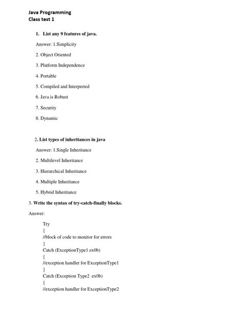 Java Programming Class Test 1 Pdf Constructor Object Oriented