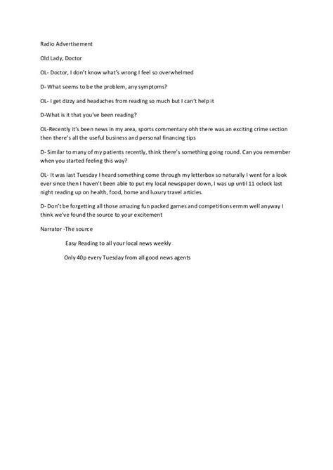 Radio Advertisement Script