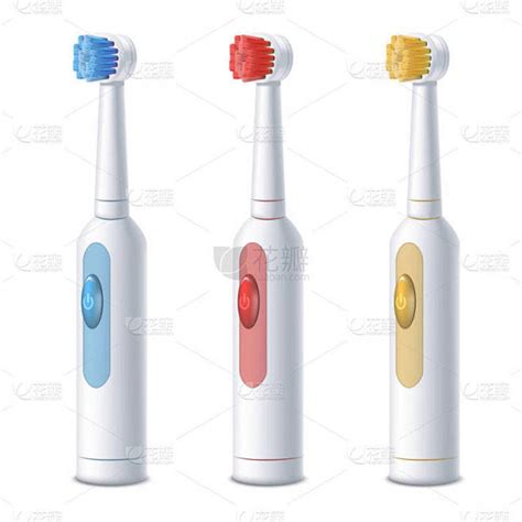 逼真细致的3d 电动牙刷套装。向量