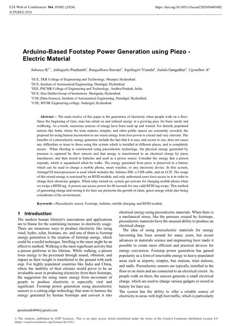 Pdf Arduino Based Footstep Power Generation Using Piezo Electric