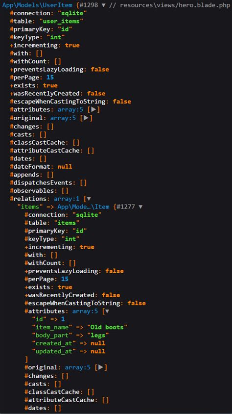 php cannot use laravel relationship property in blade view stack
